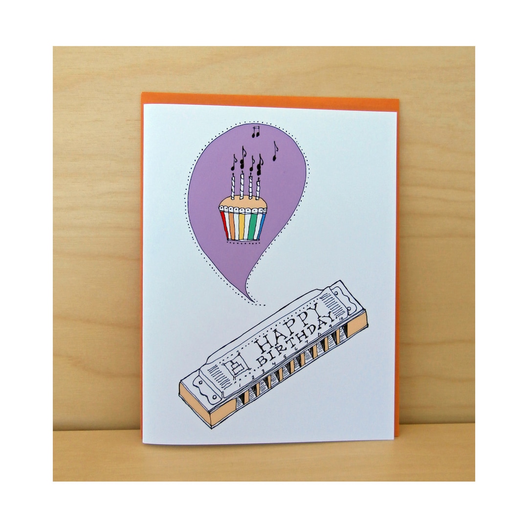 Harmonica Birthday Card - Etsy