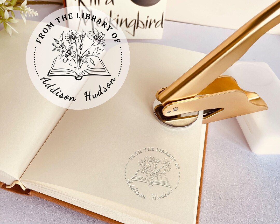 Personalized Book Embosser: Custom Library Stamp, Book Lover Gift - Etsy