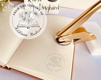 Book Embosser Personalized Custom From the Library of Book Stamp Library Embosser Ex Libris Book ...
