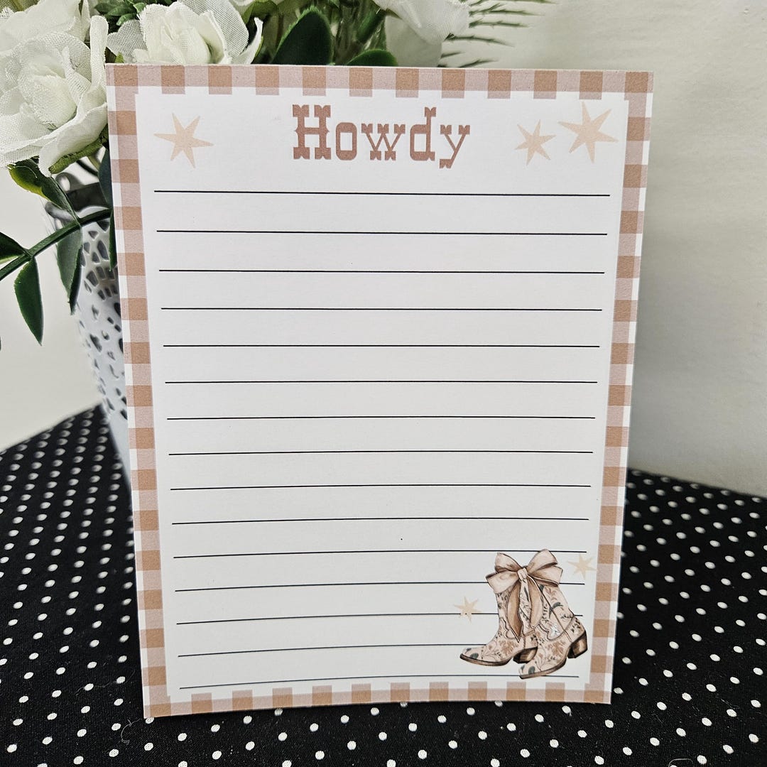 Cowgirl Notepad, Cute Western Notepads for Girls, Lined Notepad, to Do ...