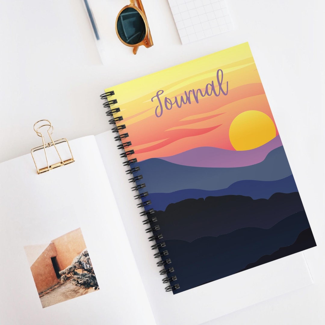 Mountain Sunset Journal - Ruled Line Spiral Notebook, Diary, Planner ...