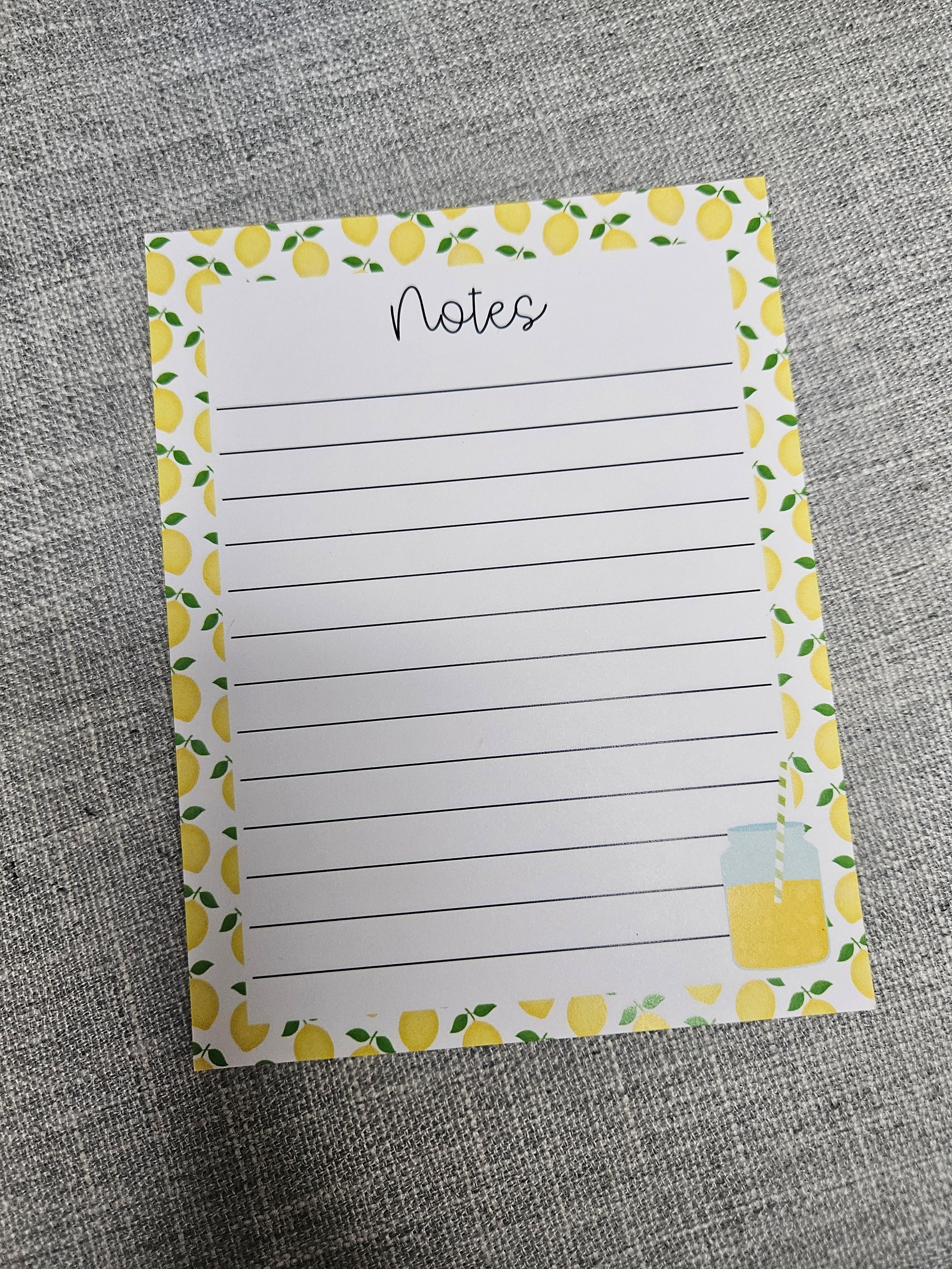 Lemon Notepads, Cute Notepads for Teachers, Lemon Stationary, Lined ...
