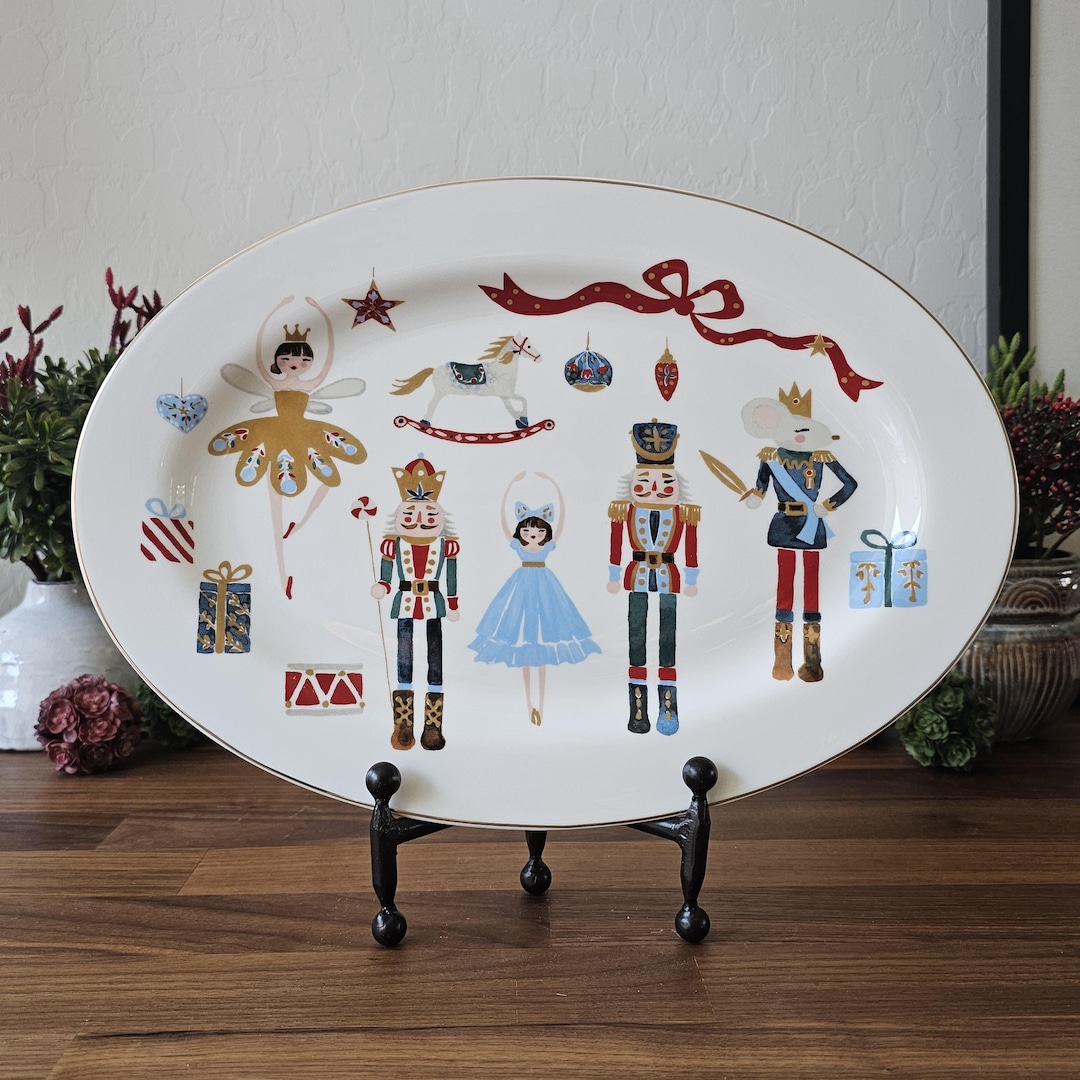 Nutcracker Platter, Ceramic Serving Plate, Holiday Decor, Sugar Plum ...