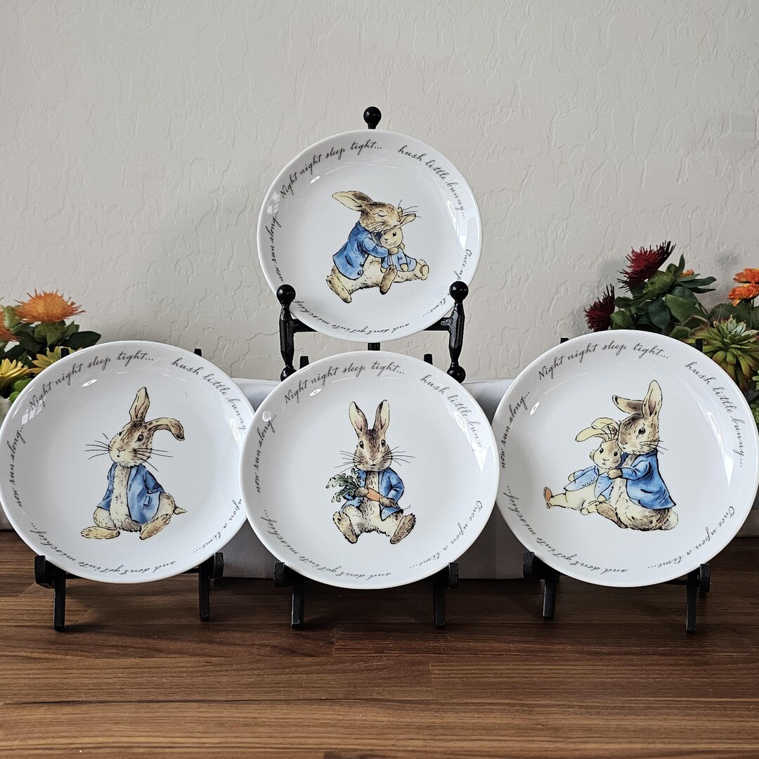 Peter Rabbit Snack Plates, Set of 4, Ceramic, Beatrix Potter, Vintage ...