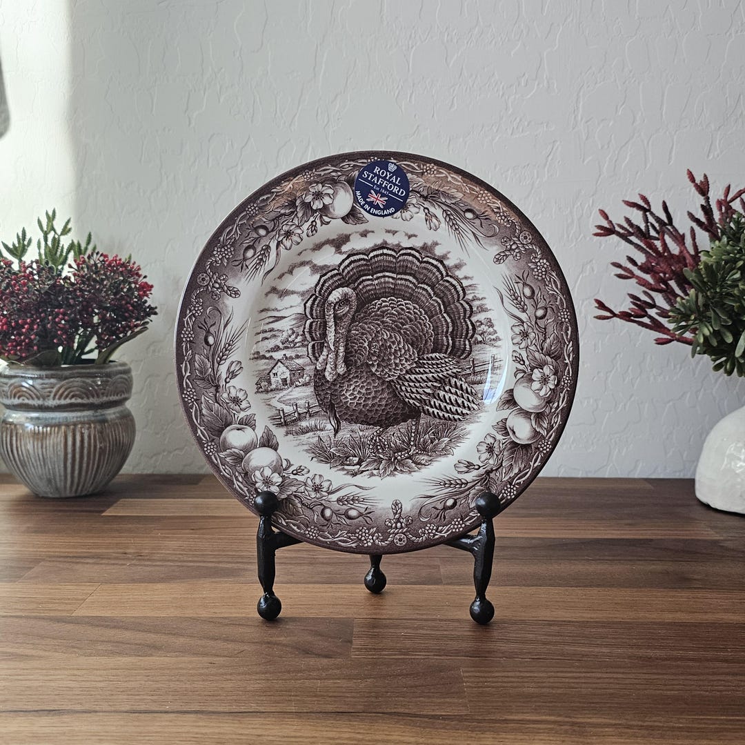 Royal Stafford Woodland Turkey Dessert/salad Plates, Brown Toile ...