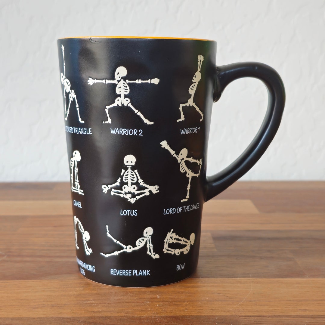 Yoga Skeleton Namaste Mug, Halloween Coffee or Tea Mug, Whimsical ...
