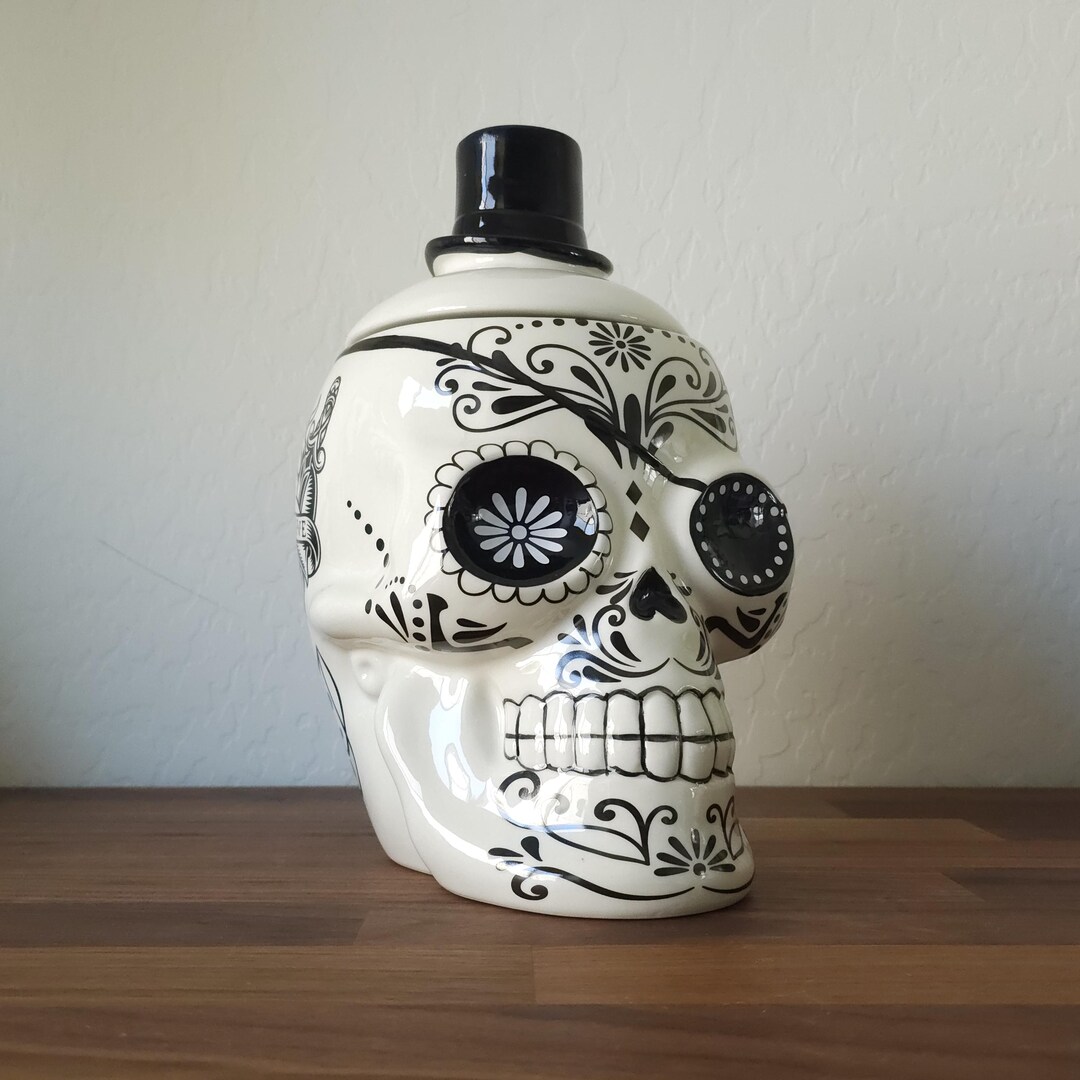 Goth Sugar Skull Cookie Jar, Ceramic Skull Cookie Jar, Dia De Los ...