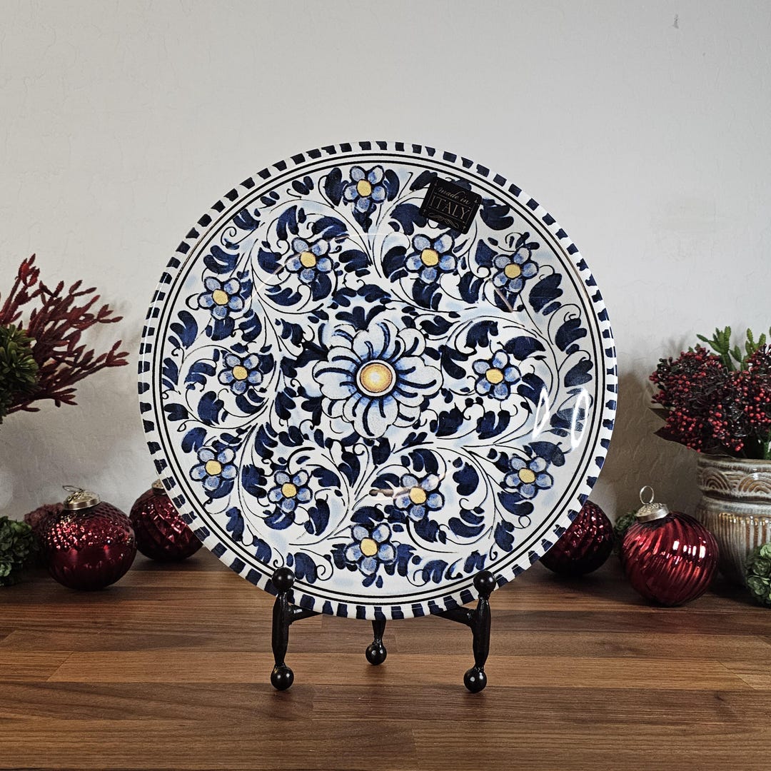 Authentic Italian Blue White Floral Dinner Plates, Amalfi Italy ...