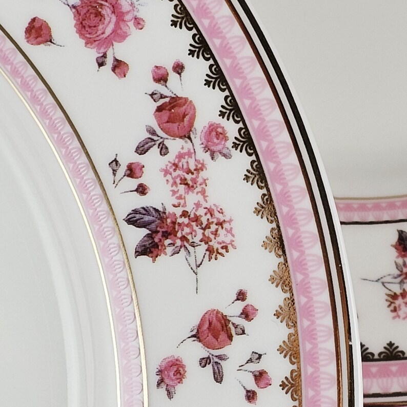 Pink Floral Salad/dessert Plates - Set of 4 - Spring or Easter Tabletop ...
