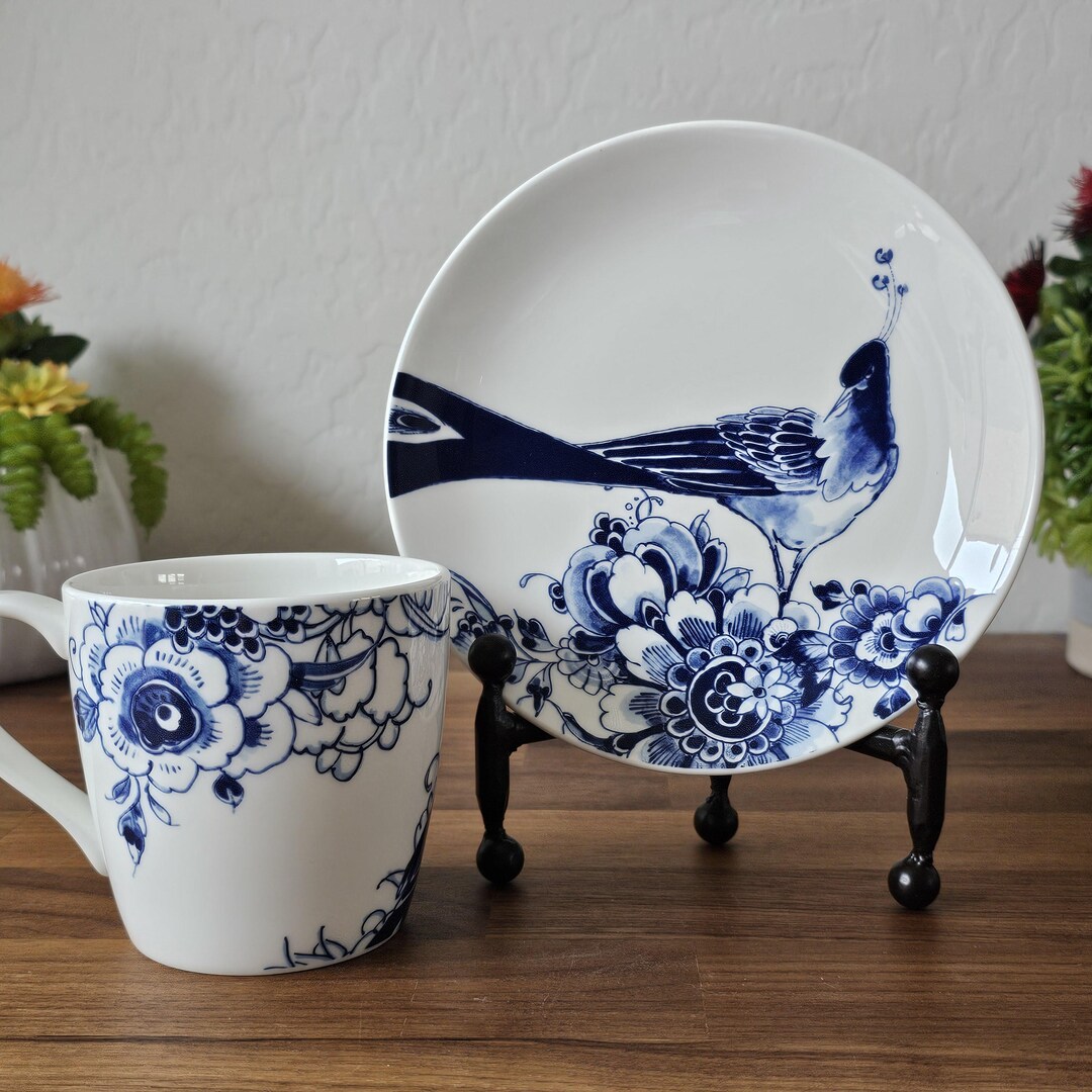 Royal Delft Cake Plate Mug Set, Peacock Symphony, Mother's Day Gift ...
