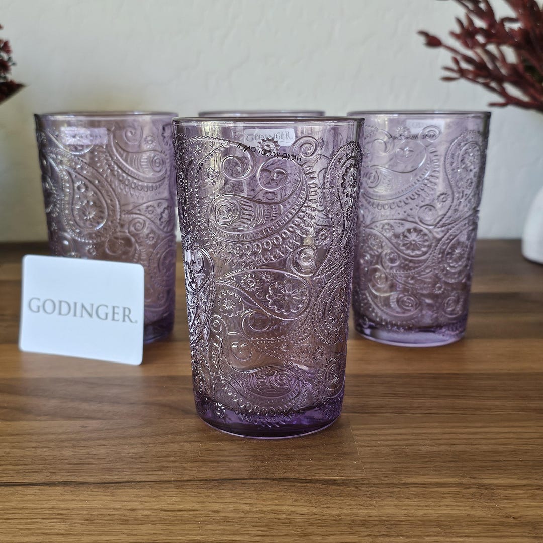 Godinger Lavender Paisley Crystal Glasses, Boho Chic, Bridal Shower ...
