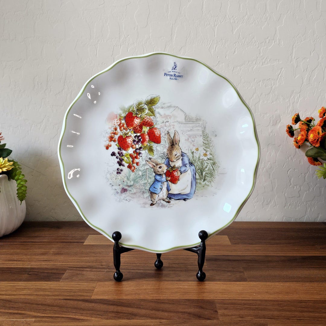 Peter Rabbit and Momma Strawberry Patch Dinner Plate, Ceramic, Spring ...
