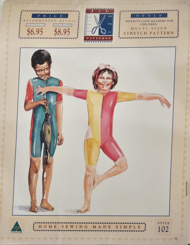 J & L 102 Child Sun Protection Swimsuit Sewing Pattern - Etsy