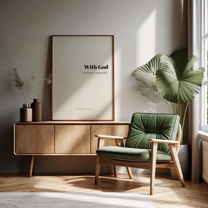 With God Nothing is Impossible Matthew 19:26 Minimalist Decor ...