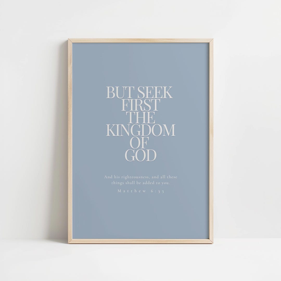 Blue Christian Wall Art Printable With Bible Scripture Verse Matthew 6: ...