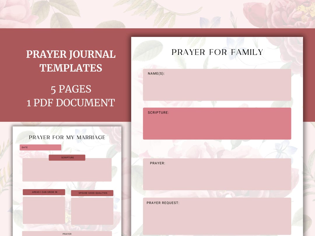 Prayer Guide Journal Template Prompts Digital Downloads Christian ...