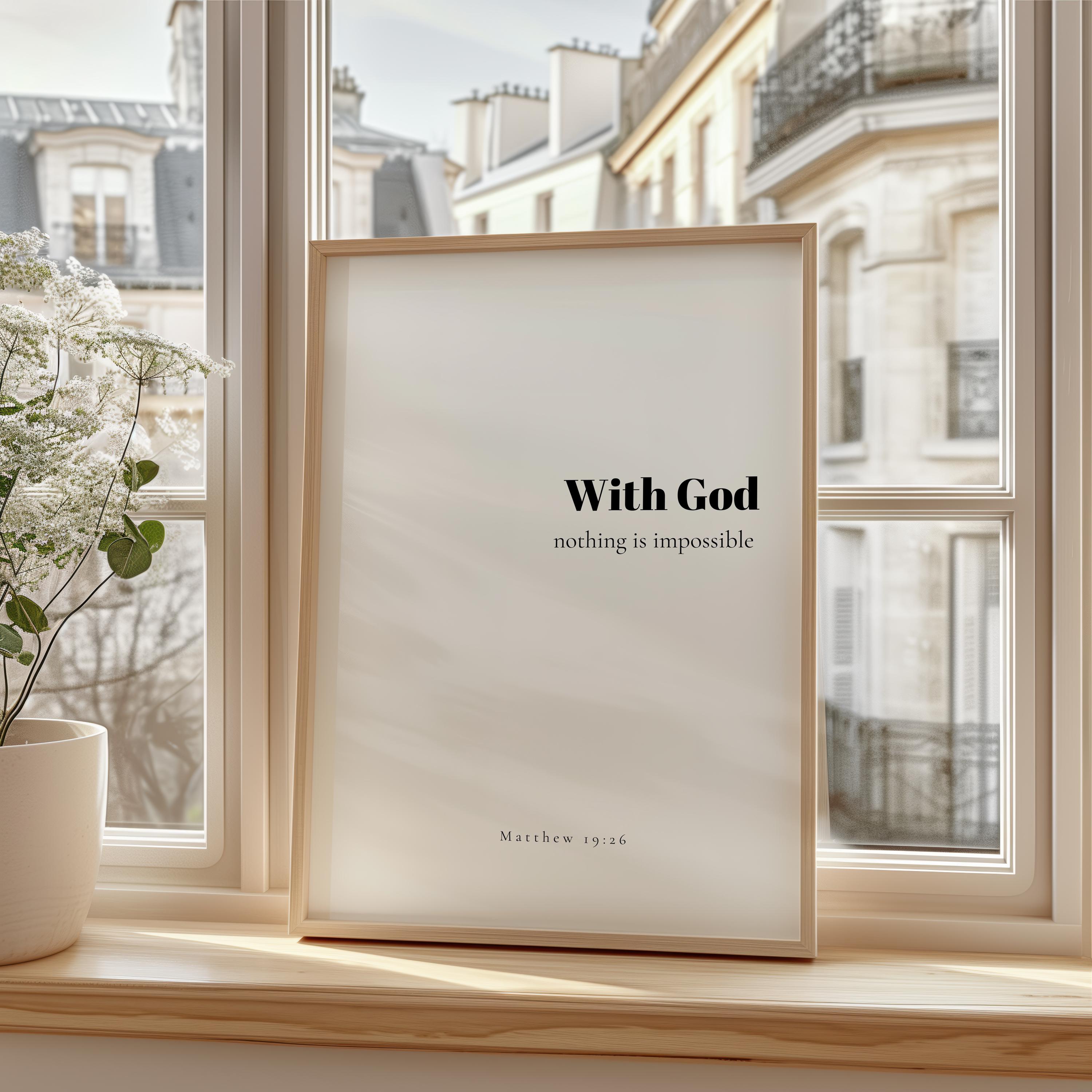 With God Nothing is Impossible Matthew 19:26 Minimalist Decor ...
