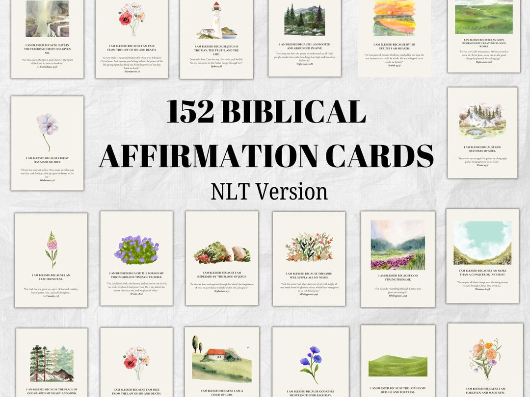 152 Bible Verse Affirmation Cards - Watercolor Scripture Prints (PDF ...