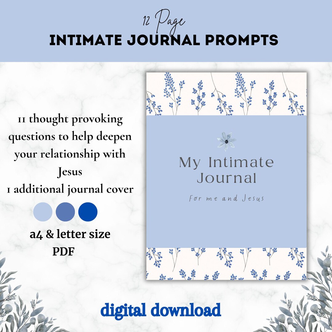 Intimate Journal Prompt Template Bundle 12 Page Faith Journal Blue ...