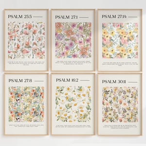 Set of 12 Psalm Scripture Wall Printable Christian Poster Print Floral ...