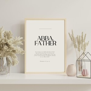 Romans 8:14 Abba Father Bible Verse Wall Art Print Neutral Christian ...