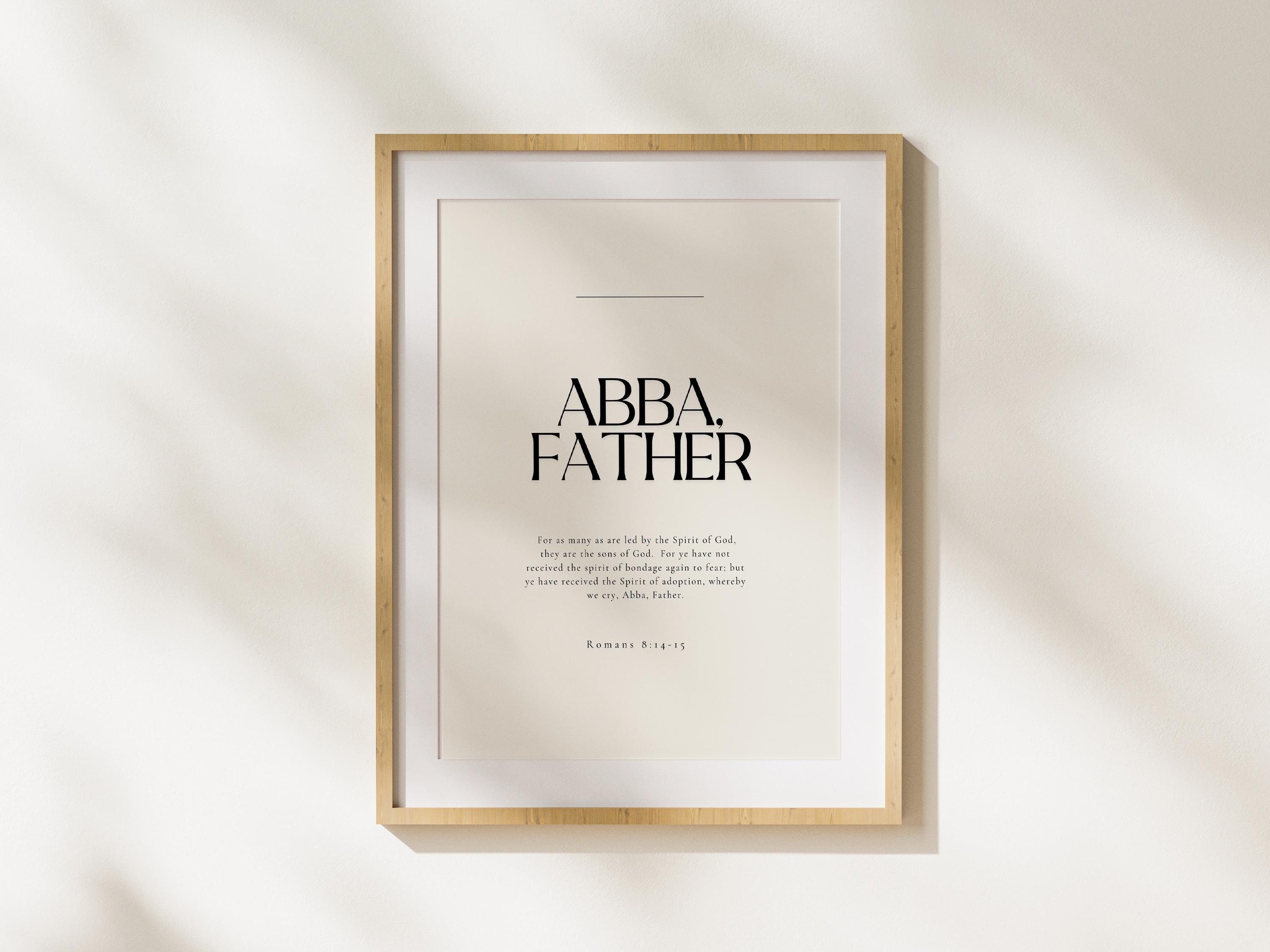 Romans 8:14 Abba Father Bible Verse Wall Art Print Neutral Christian ...
