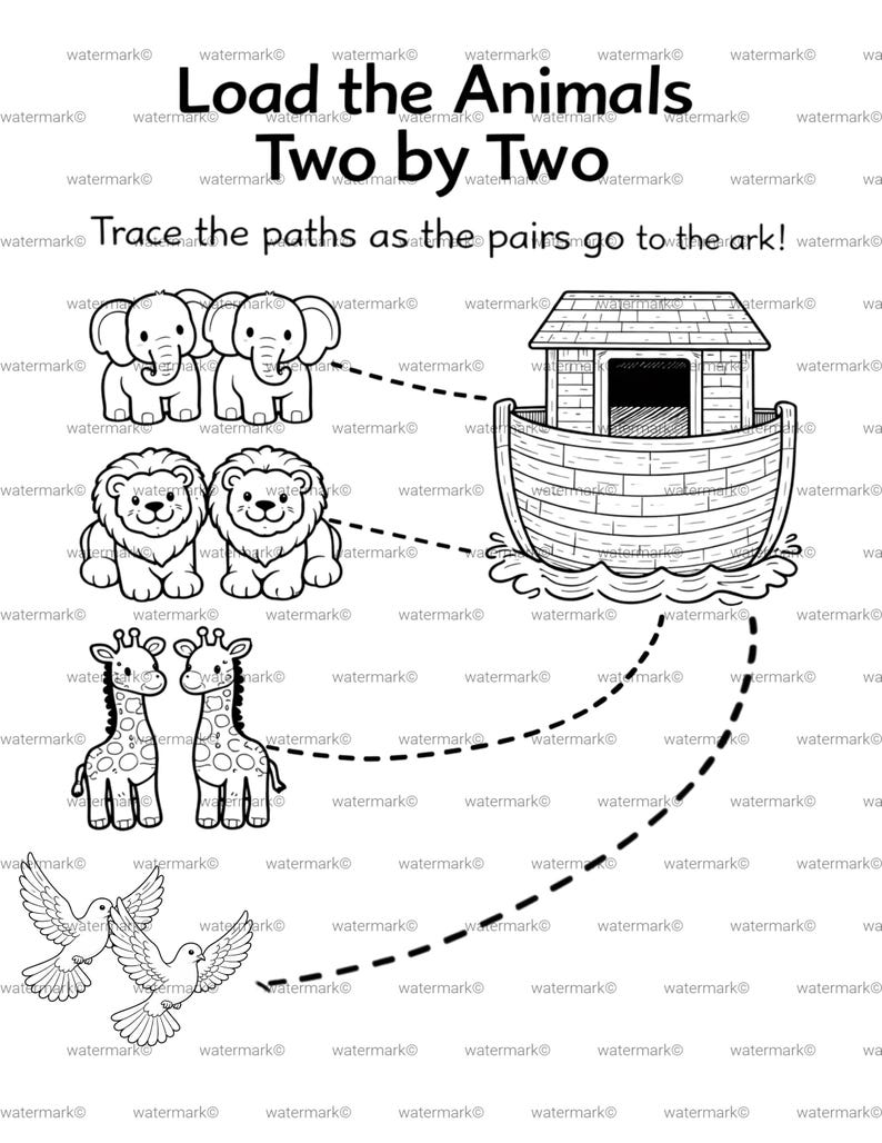 Noah’s Ark Preschool Craft | Bible Cut & Paste Activity | Two by Two ...