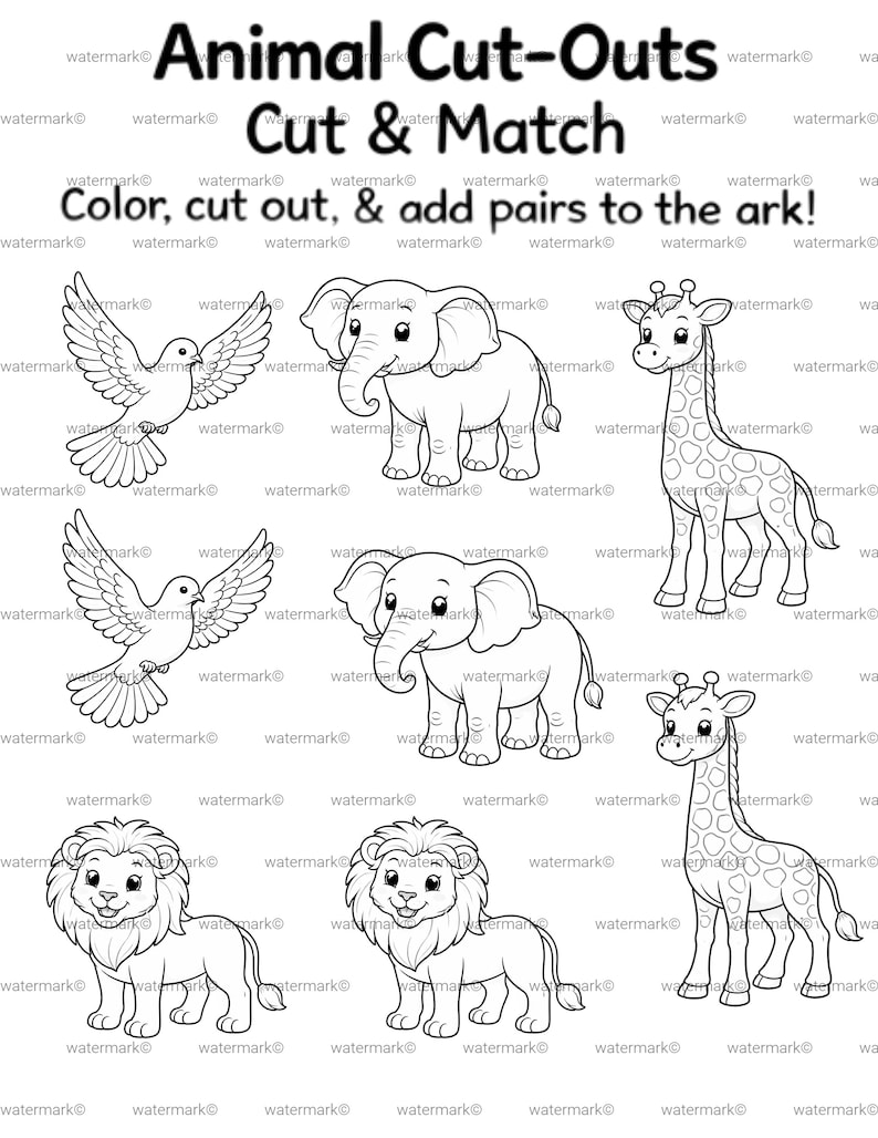 Noah’s Ark Preschool Craft | Bible Cut & Paste Activity | Two by Two ...