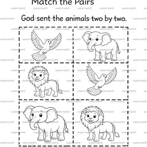 Noah’s Ark Preschool Craft | Bible Cut & Paste Activity | Two by Two ...