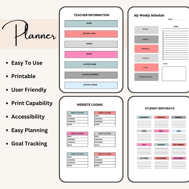2024 Teacher Planner / Digital Teacher Planner / Teacher Planner ...