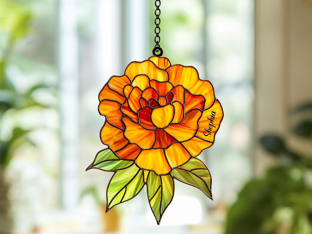 October Month Flower Marigolds ACRYLIC Ornament Birth Month Flower Home ...