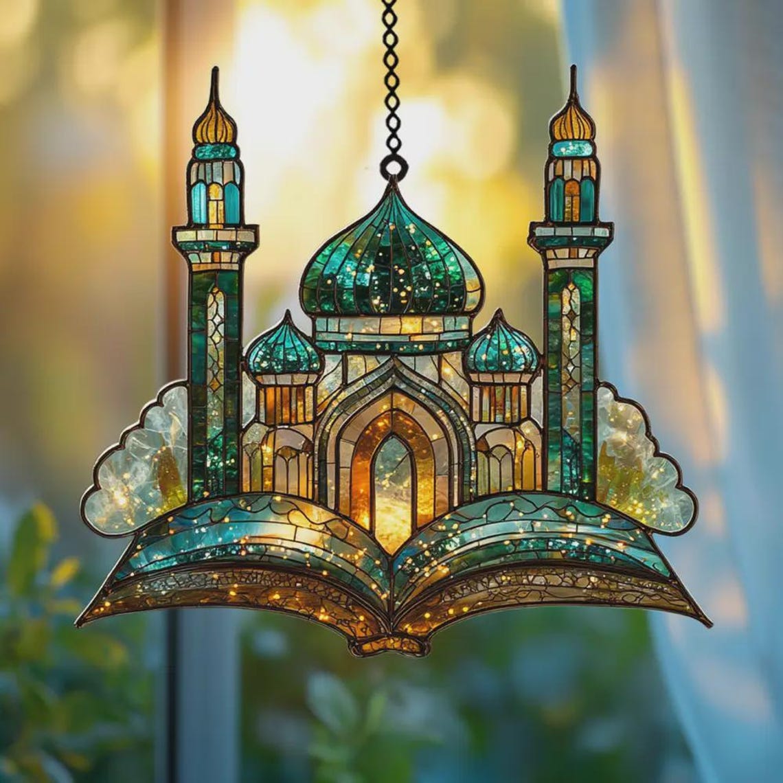 Mosque Dome Acrylic Suncatcher - Faux Stained Glass Window Hanging for ...