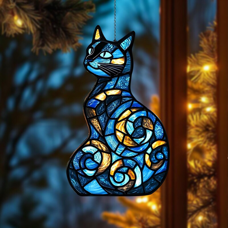 Cat Stained Glass Lamp - Etsy