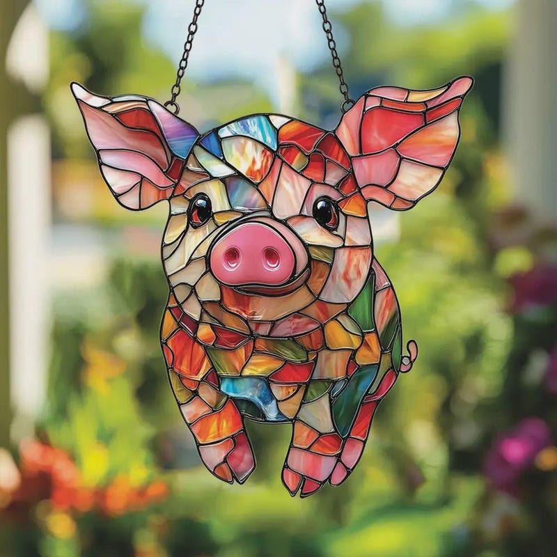 Stained Glass Pig - Etsy
