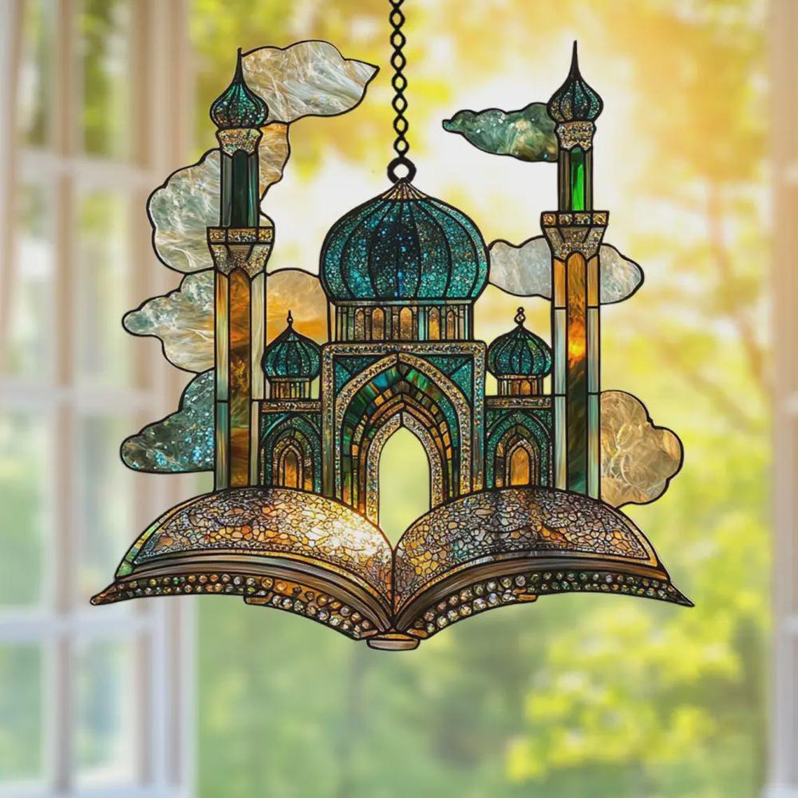 Mosque Dome Acrylic Suncatcher - Faux Stained Glass Window Hanging for ...
