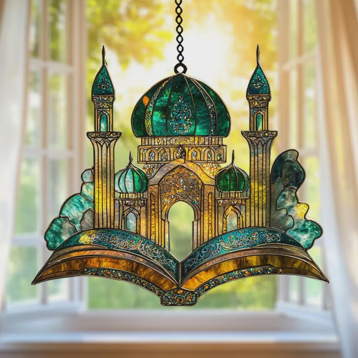 Mosque Dome Acrylic Suncatcher - Faux Stained Glass Window Hanging for ...