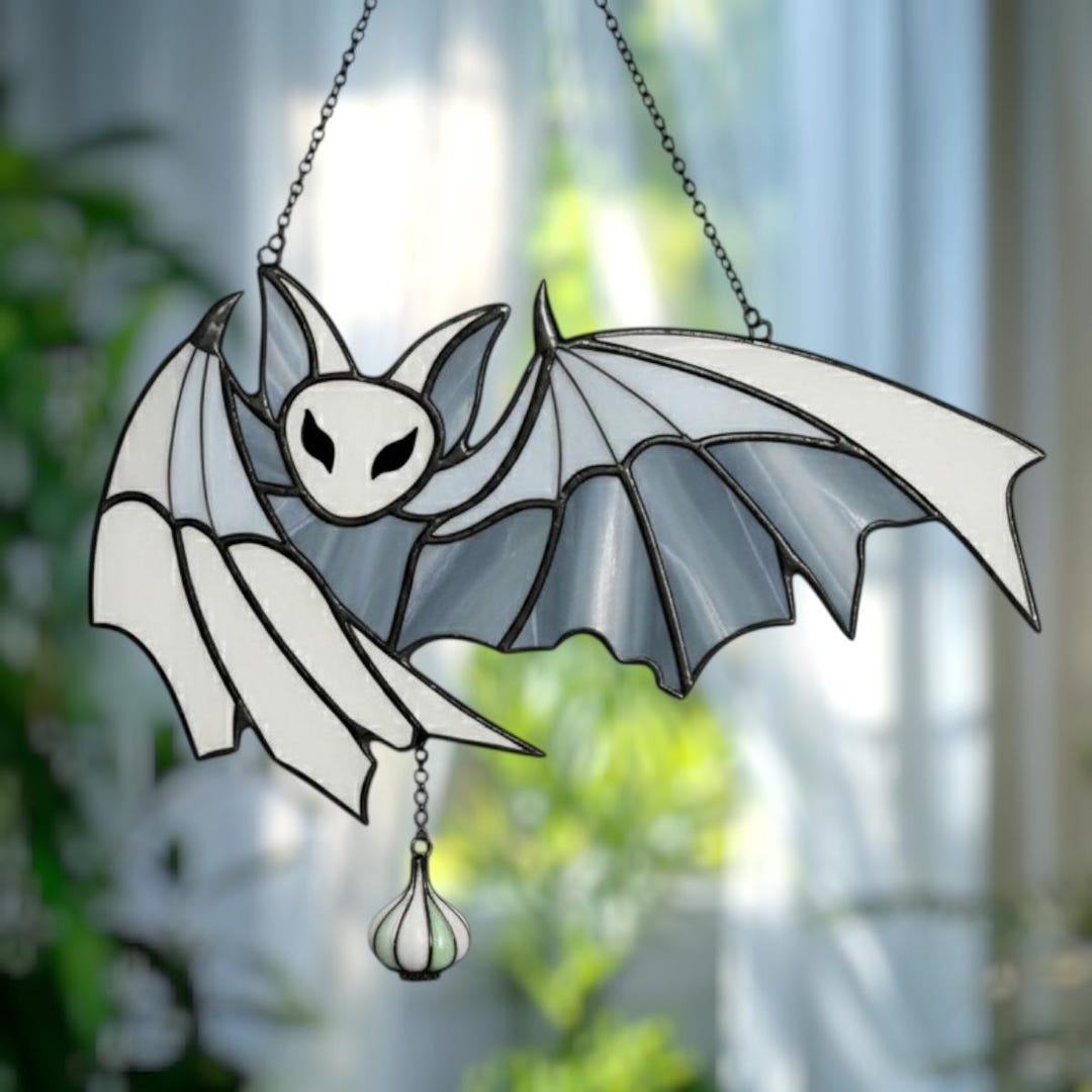 Vampire Bat Faux Stained Glass Suncatcher, Halloween Acrylic Window ...