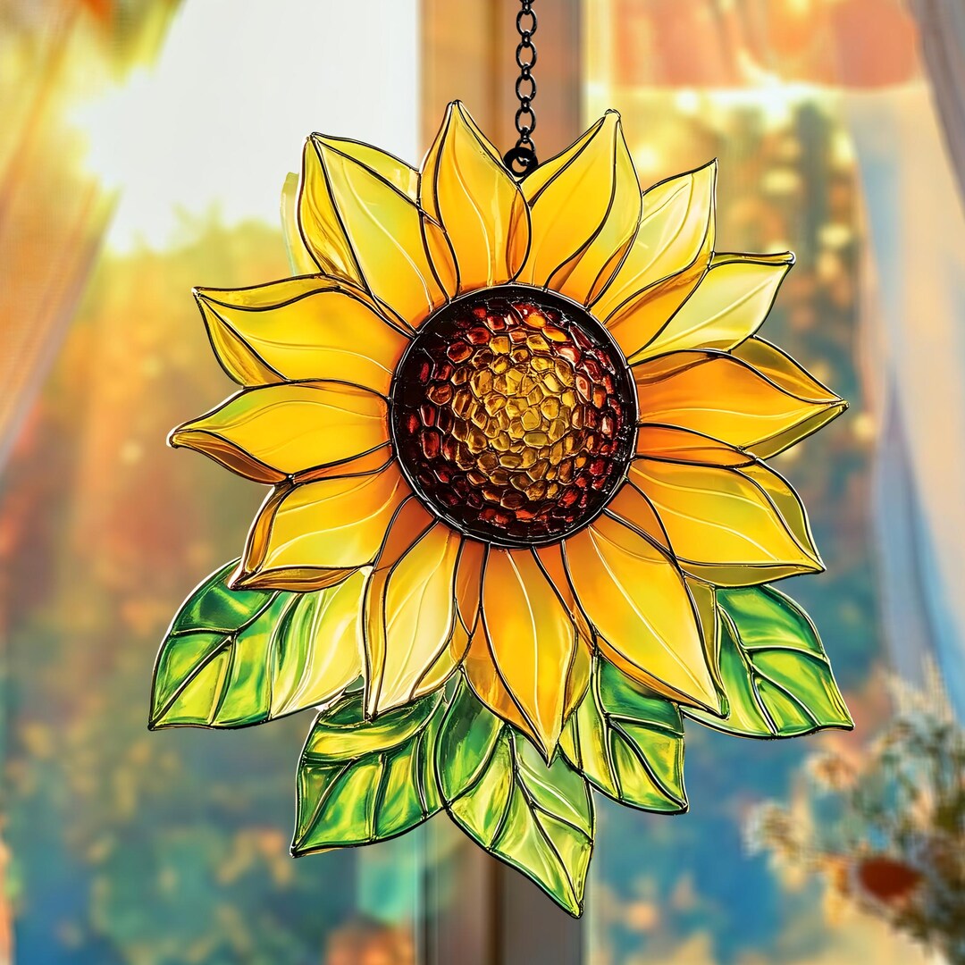 Sunflower Acrylic Ornament Window Hanging Sunflower Ornament, Flowers ...