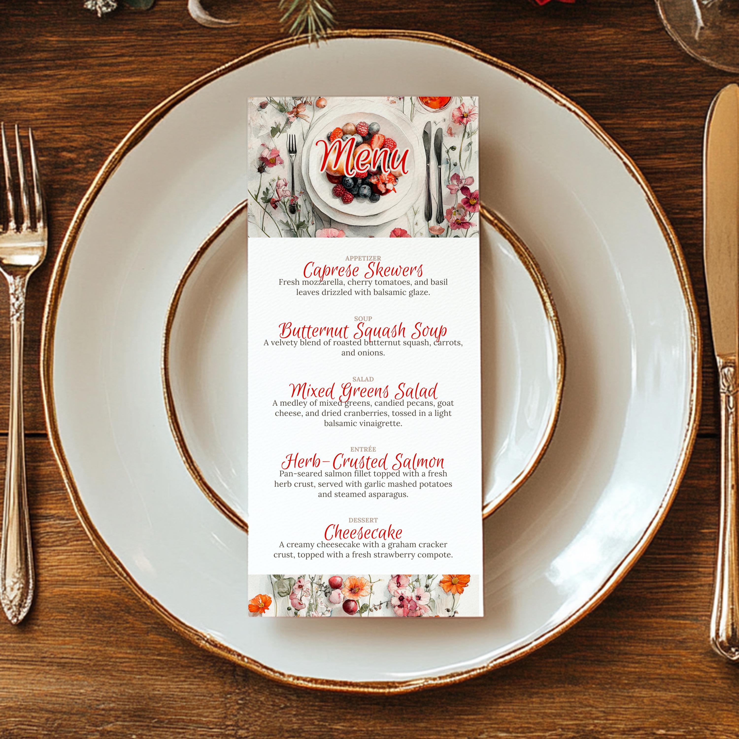 Floral Bridal Shower Menu Template, Bridal Shower Menu Template Canva ...