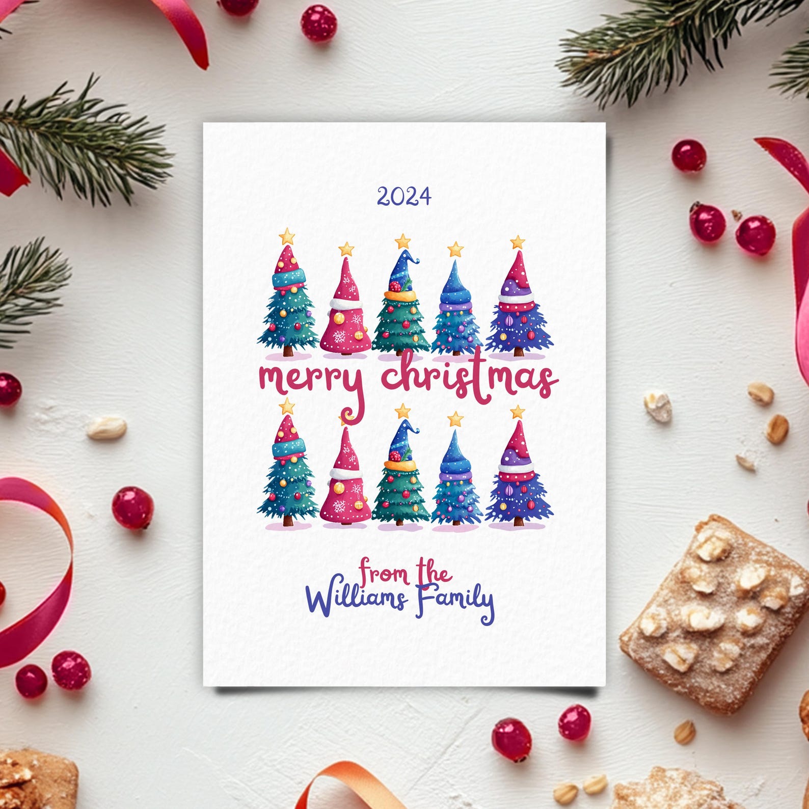 Greeting Card Template, Christmas Card, DIY, Printable, Holiday Card ...