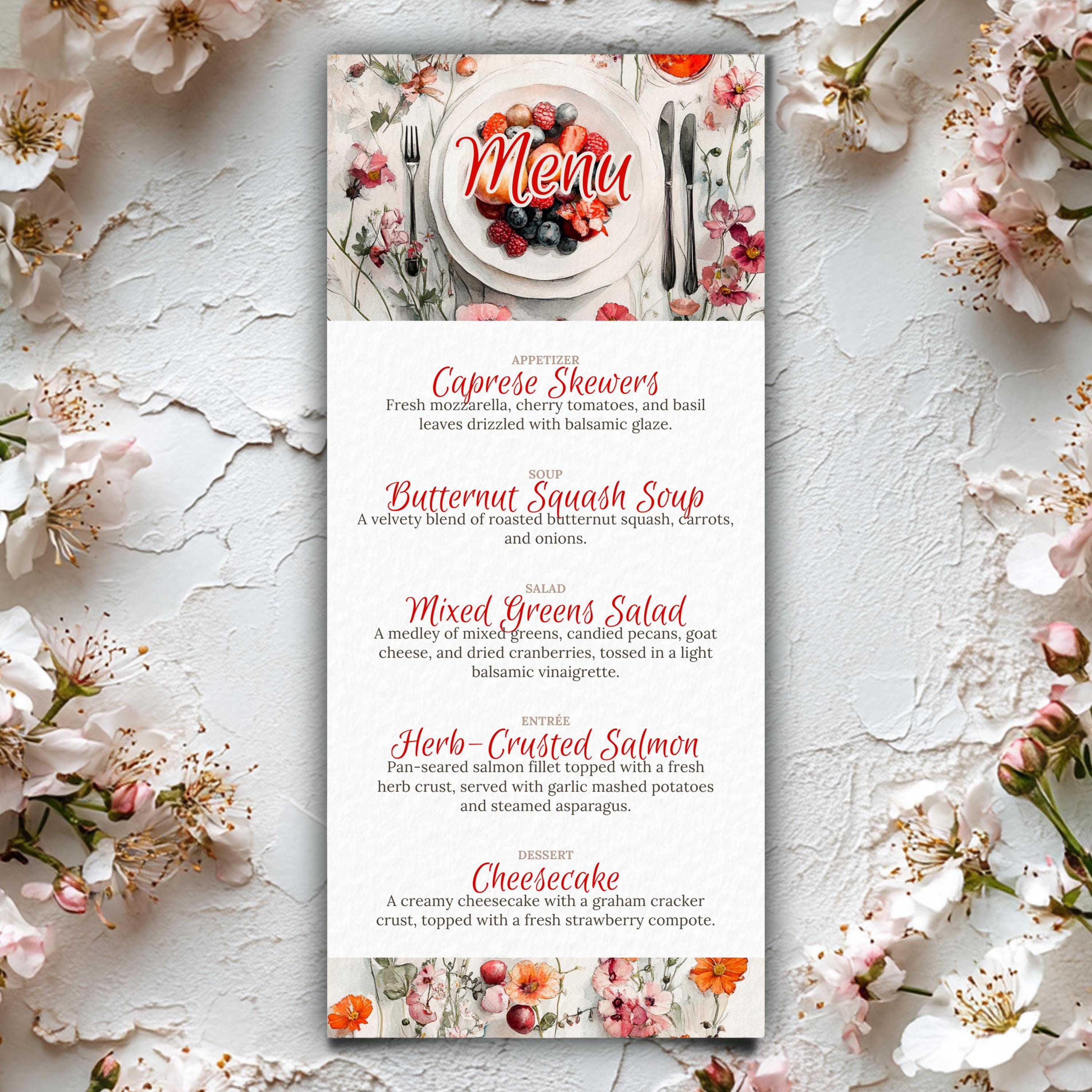 Floral Bridal Shower Menu Template, Bridal Shower Menu Template Canva ...