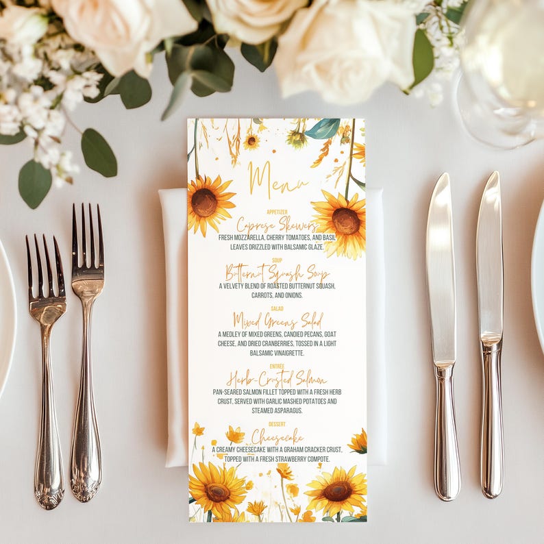 Digital Menu Cards Template, Elegant Menu Templates, Wedding Menu ...