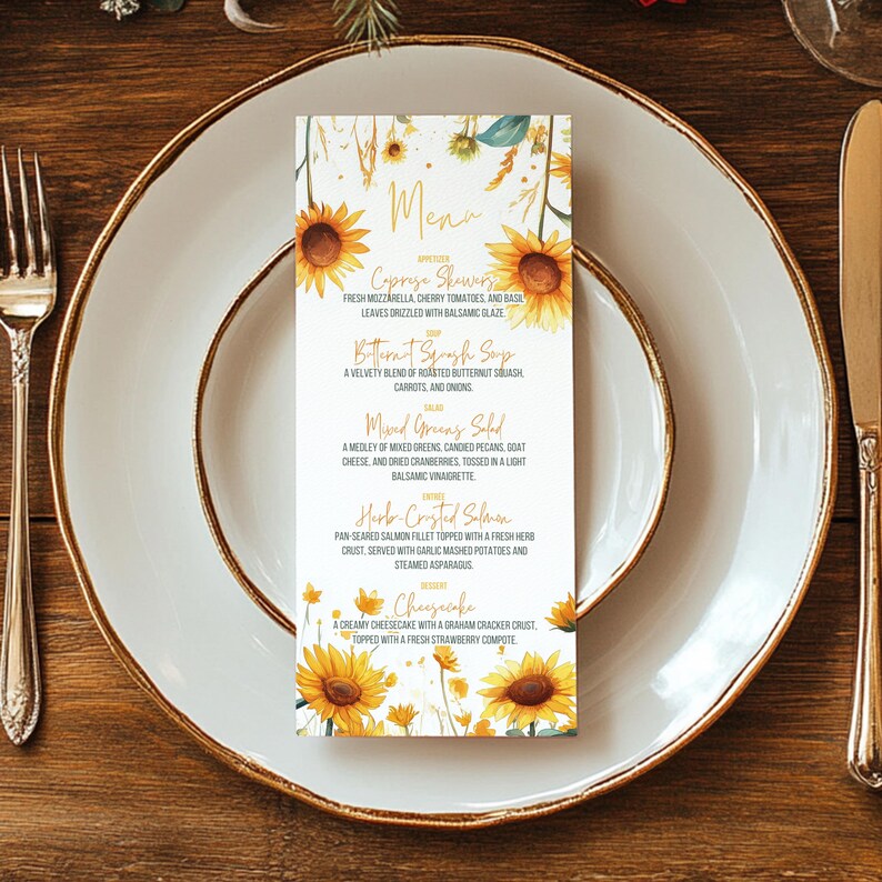 Digital Menu Cards Template, Elegant Menu Templates, Wedding Menu ...