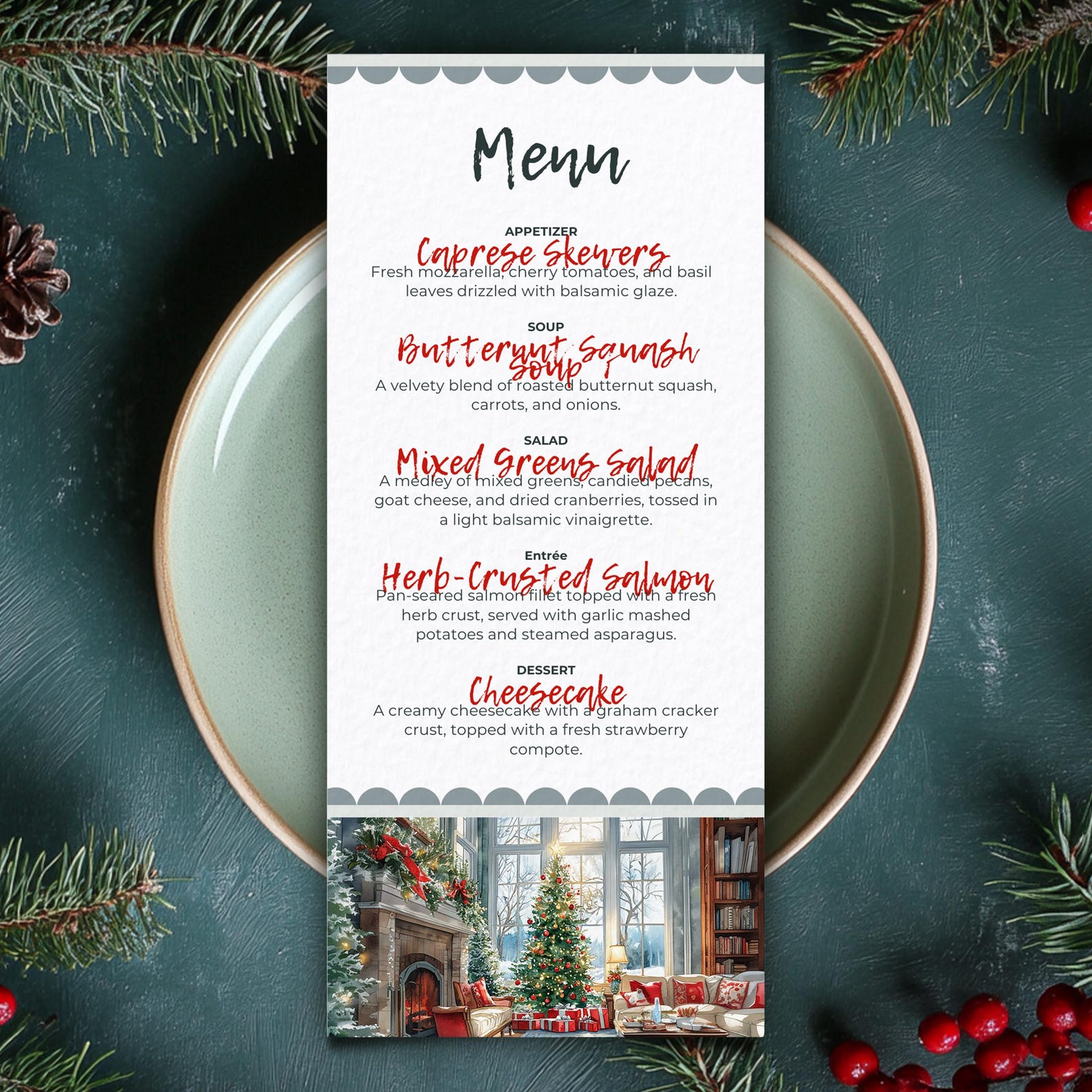 Christmas Menu Template, Christmas Menu Card, Printable Christmas Menu ...