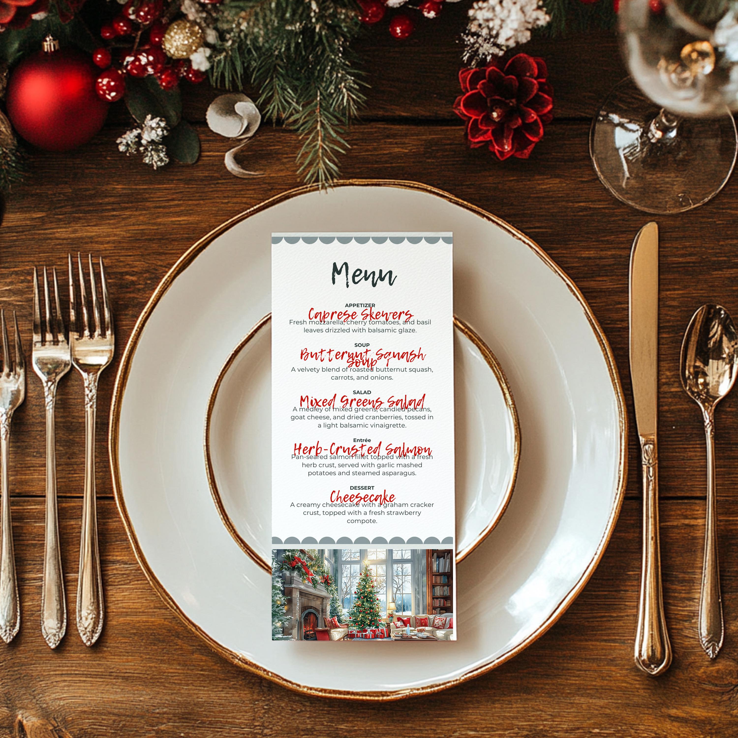 Christmas Menu Template, Christmas Menu Card, Printable Christmas Menu ...