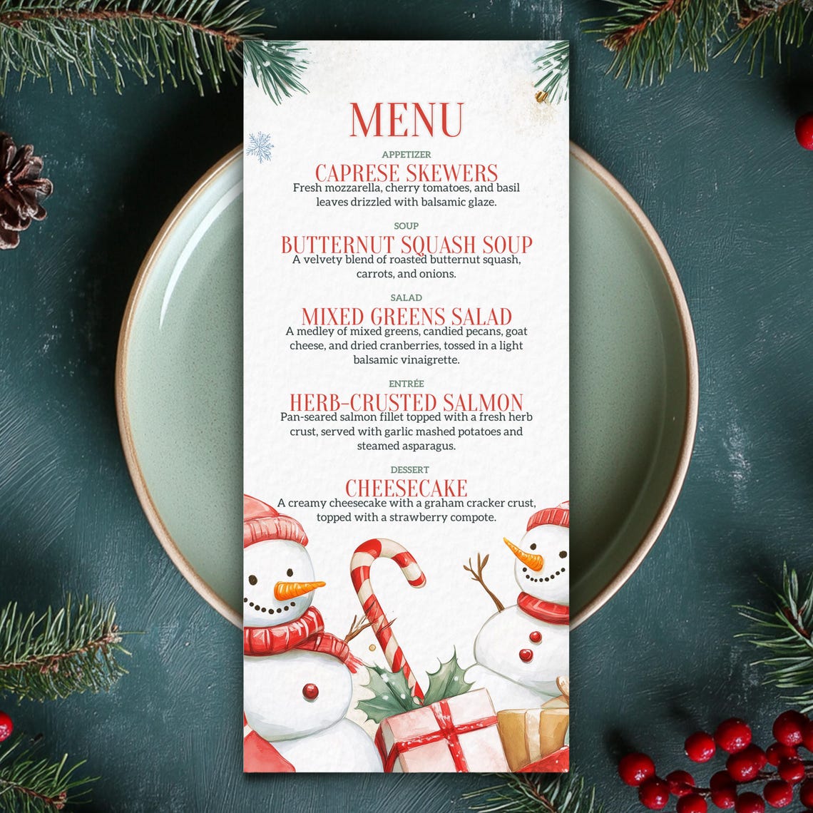 Christmas Menu, Christmas Menu Template, Christmas Menu Card Template ...