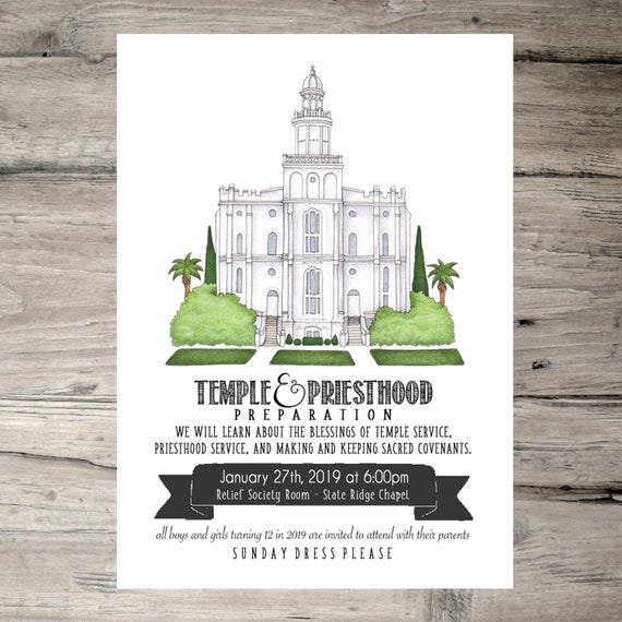 Temple and/or Priesthood Prep Invitation LDS 12 year olds | Etsy