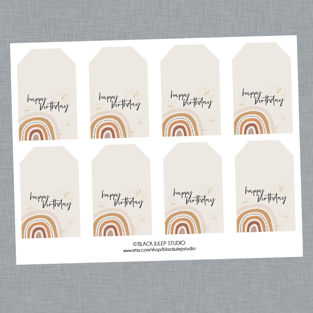 Boho Rainbow Birthday Tags - Instant Download - Etsy