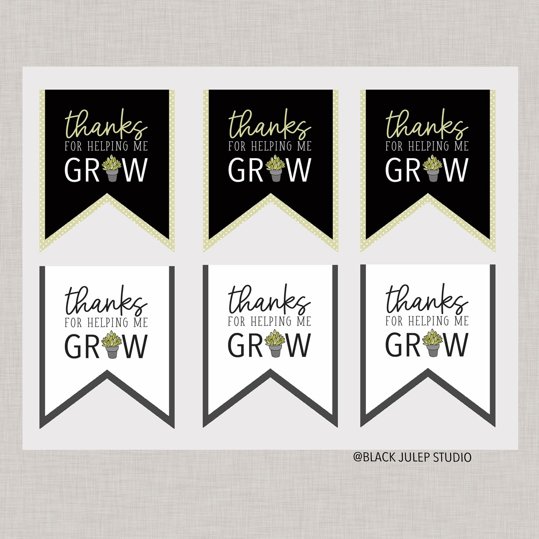 Teacher Appreciation Tags - Succulent - Plant - Flower - Helping Me ...