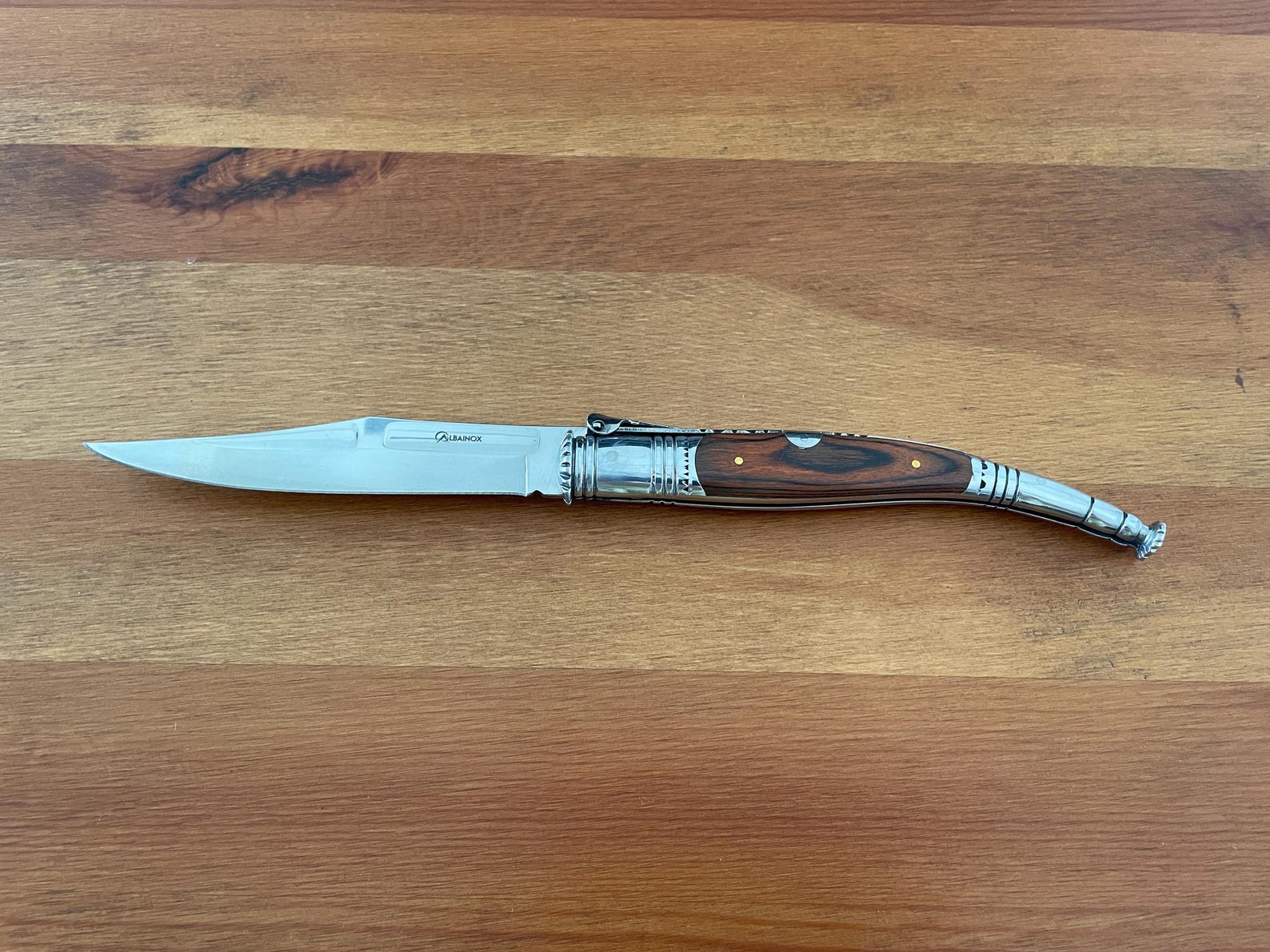 4.9” Spanish Navaja Serrana Folding Pocket Knife Red Stamina Wood ...